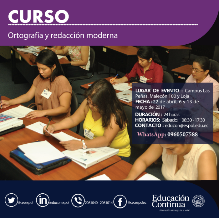 CURSO DE ORTOGRAFÍA Y REDACCIÓN MODERNA | Escuela Superior Politécnica del Litoral
